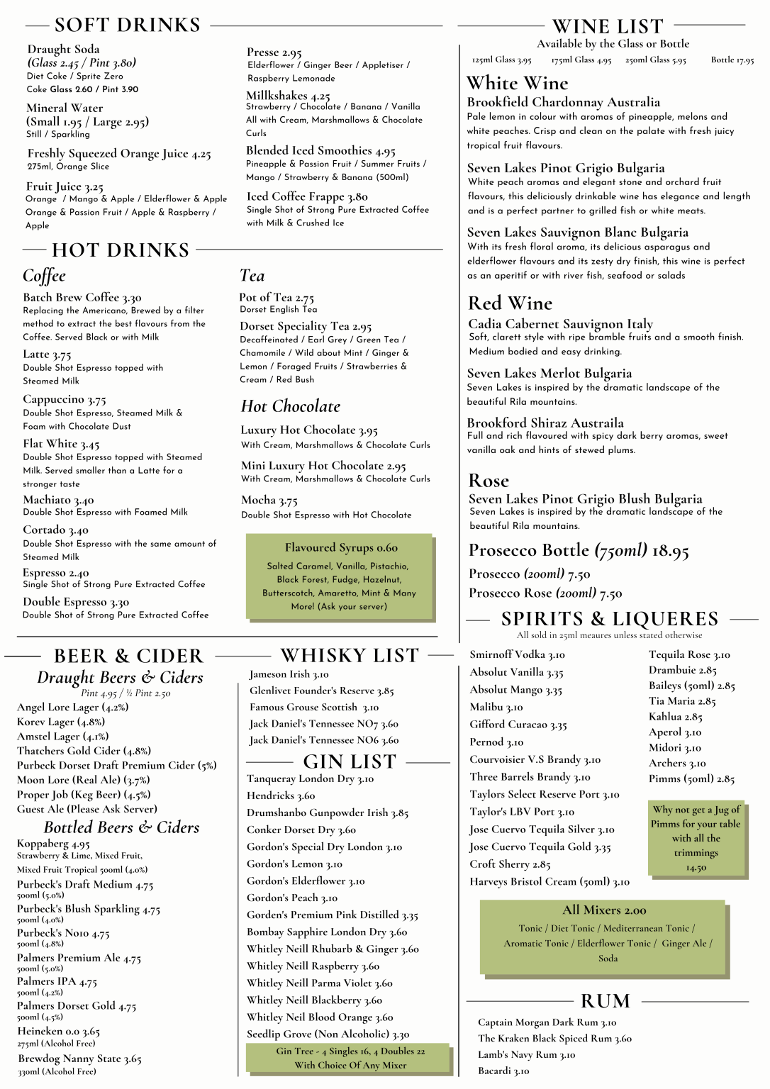 Restaurant Menus – The Udder Farm Shop