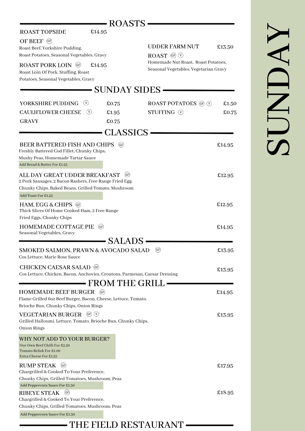 Restaurant Menus – The Udder Farm Shop