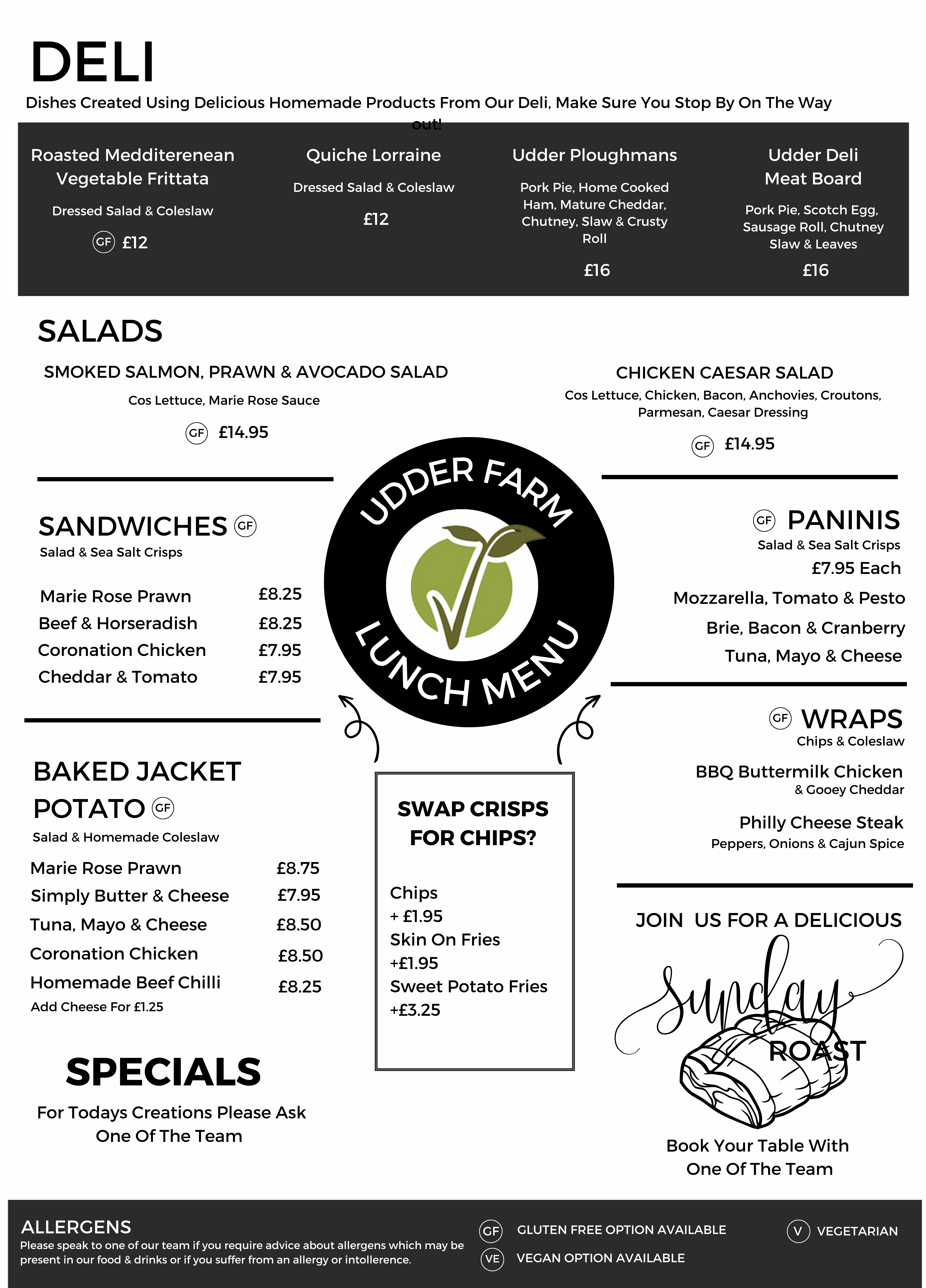 Restaurant Menus – The Udder Farm Shop