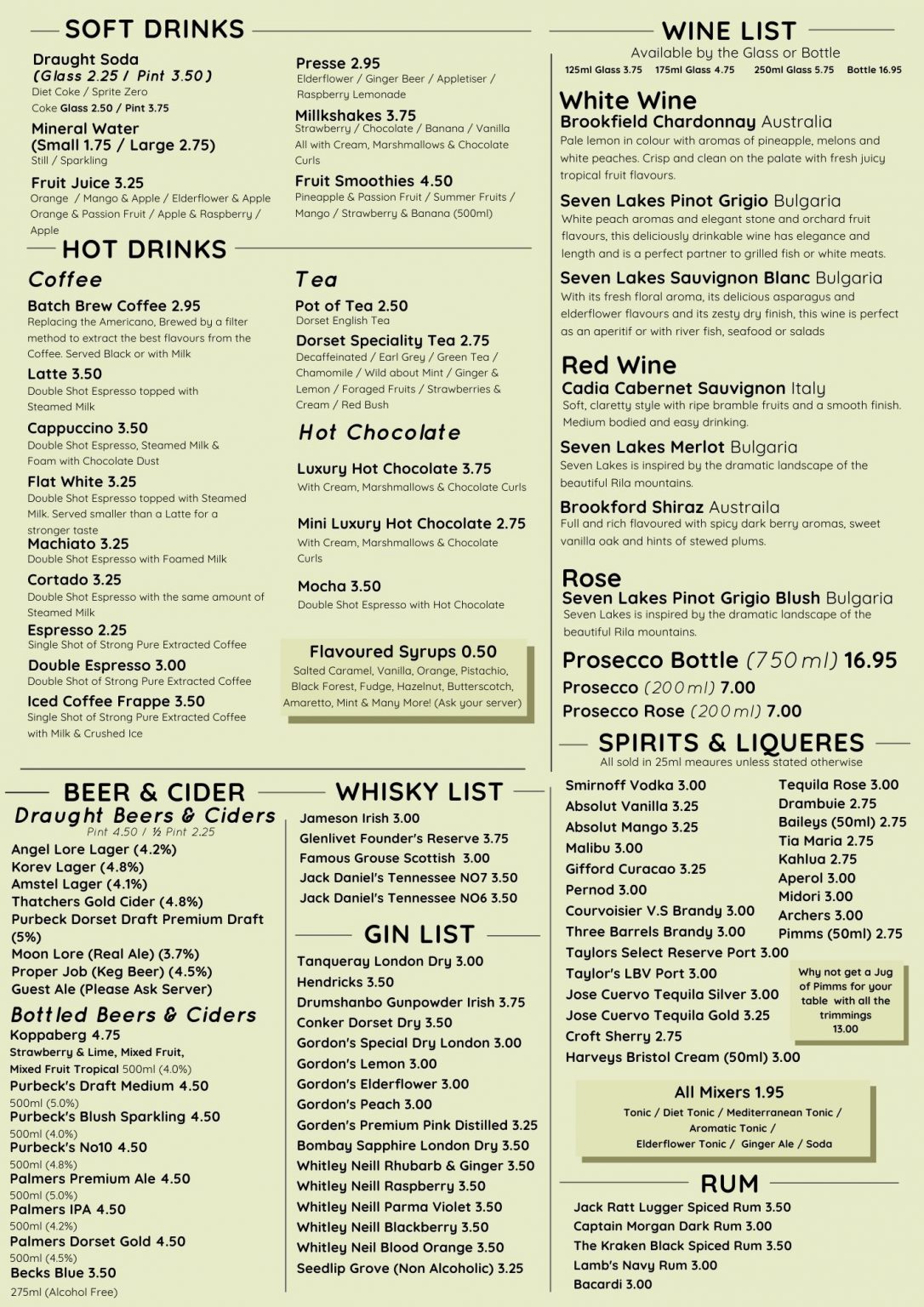 Restaurant Menus - The Udder Farm Shop