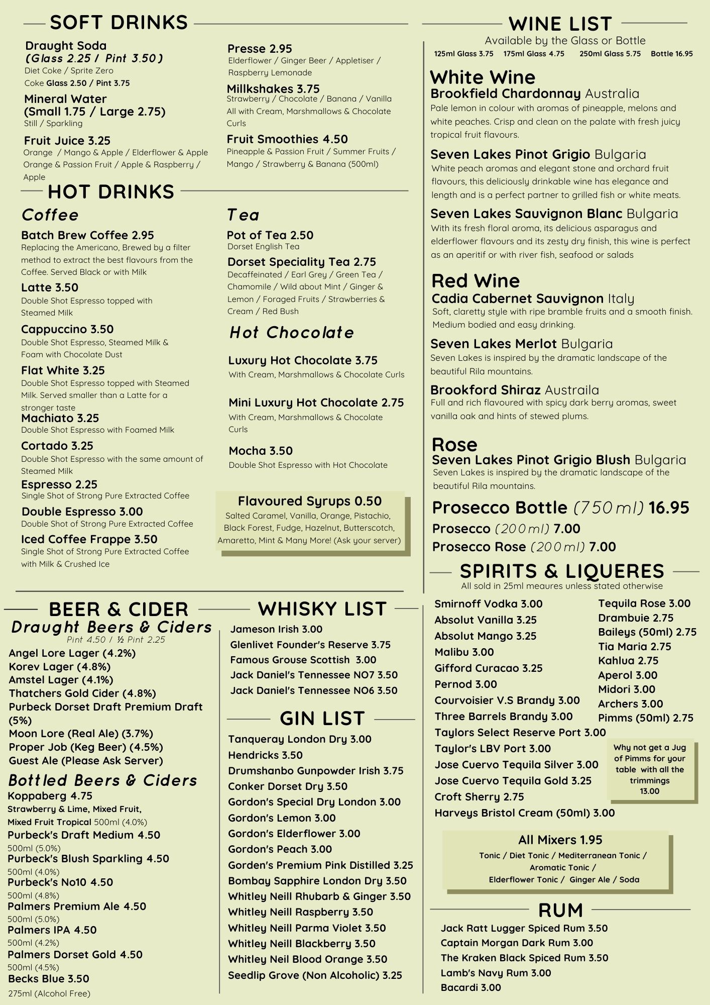 Restaurant Menus - The Udder Farm Shop