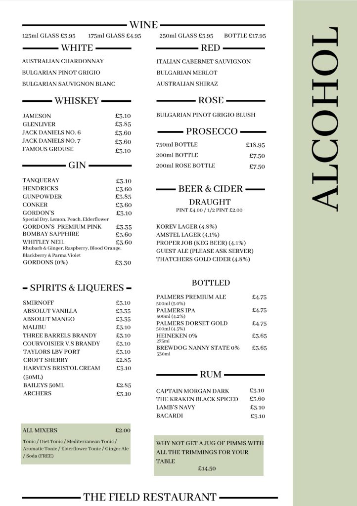 Restaurant Menus – The Udder Farm Shop