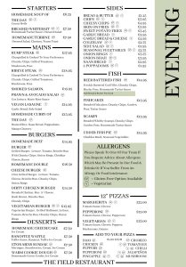 Restaurant Menus – The Udder Farm Shop