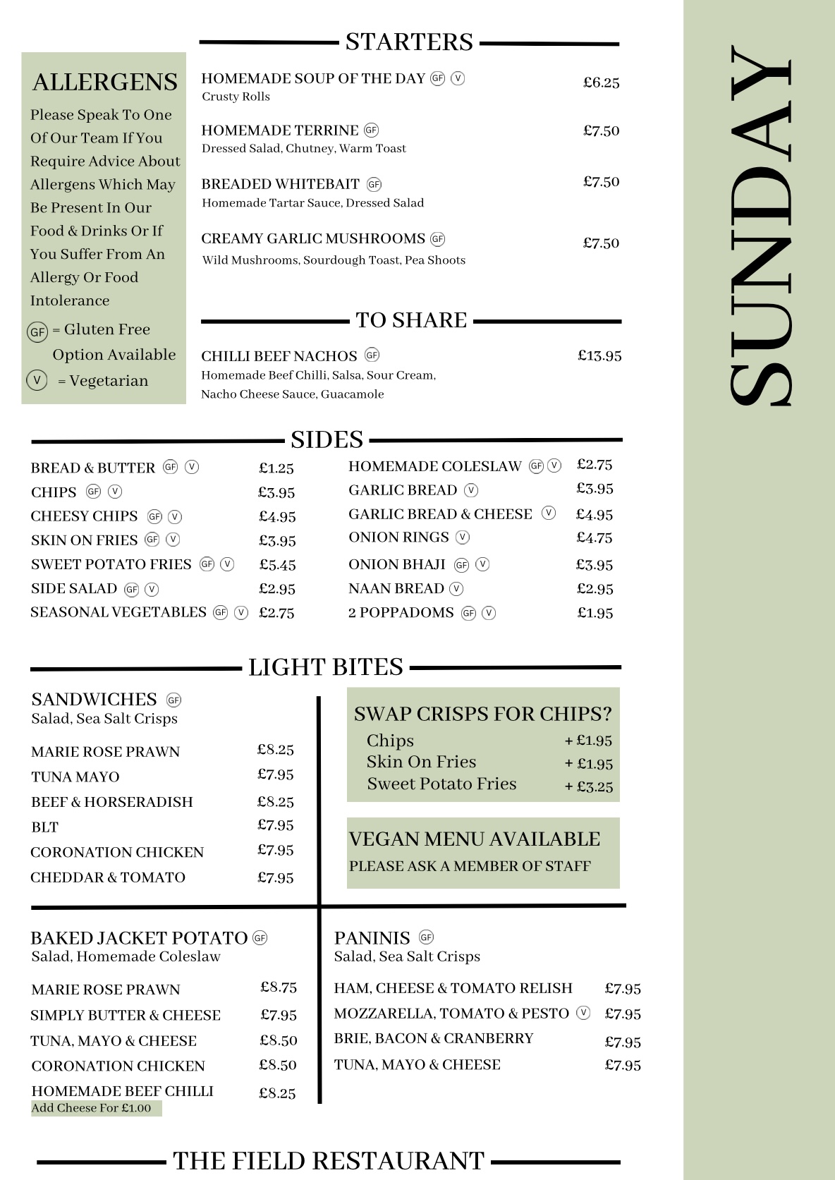 Restaurant Menus – The Udder Farm Shop