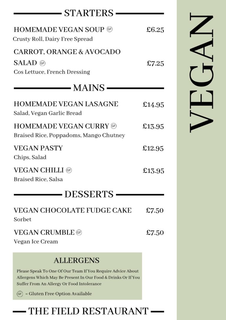 Restaurant Menus – The Udder Farm Shop