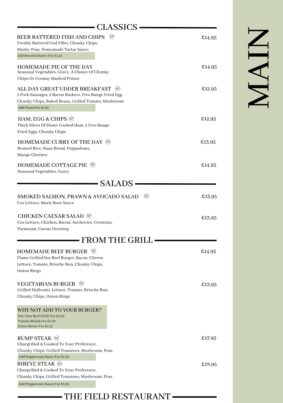 Restaurant Menus – The Udder Farm Shop