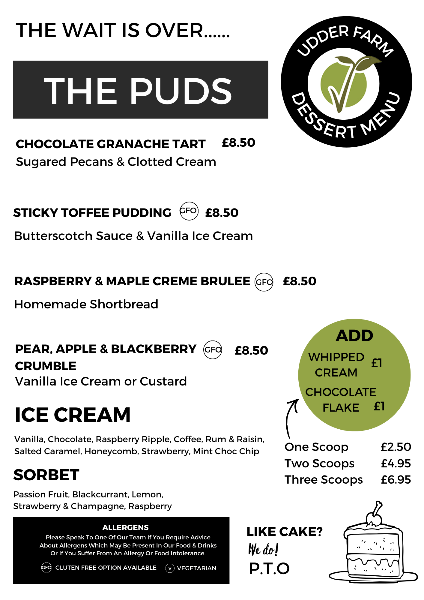 Restaurant Menus - The Udder Farm Shop