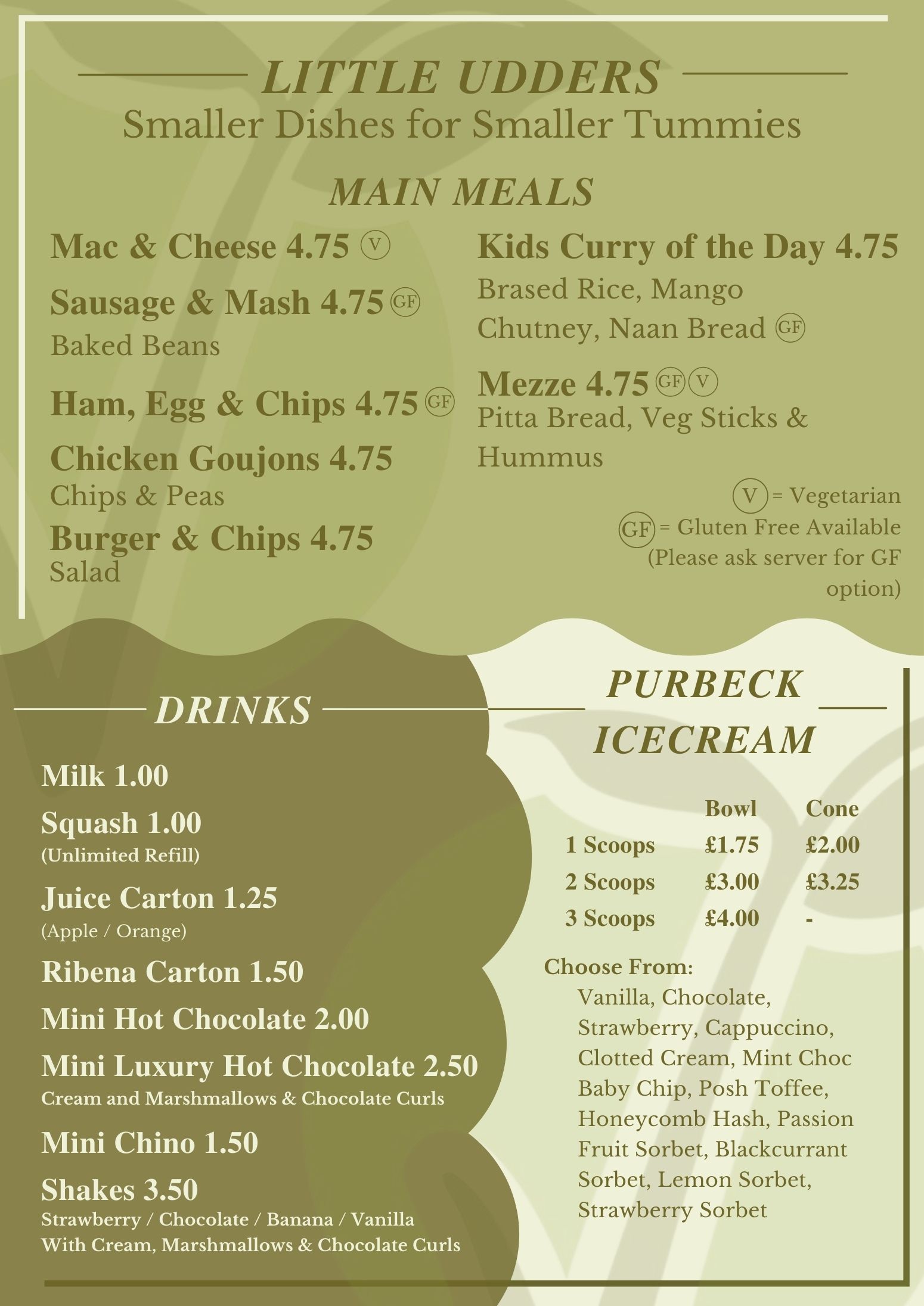 Restaurant Menus - The Udder Farm Shop