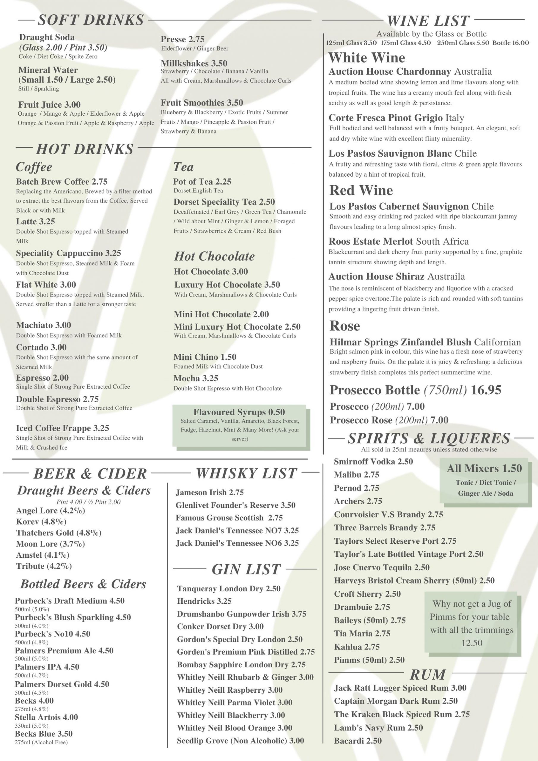 Restaurant Menus - The Udder Farm Shop