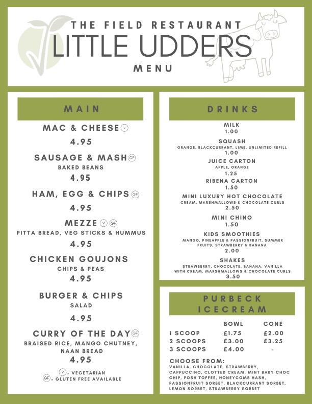 Restaurant Menus - The Udder Farm Shop